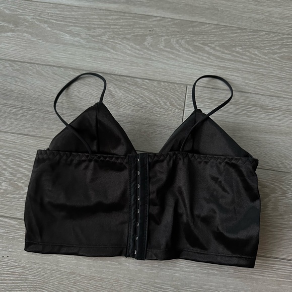 Tops | New Satin Top Crop Push Up Black | Poshmark